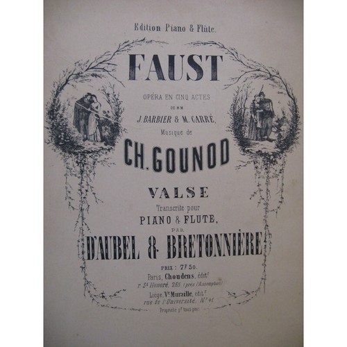 Gounod Charles Faust Waltz Piano Flute ca1860 | eBay