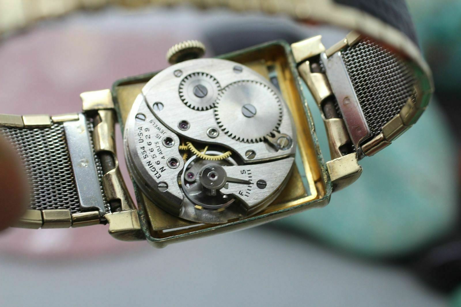 Vintage Original Elgin 554 Gold Tone Hand Wind 15j Wrist Watch Running ...