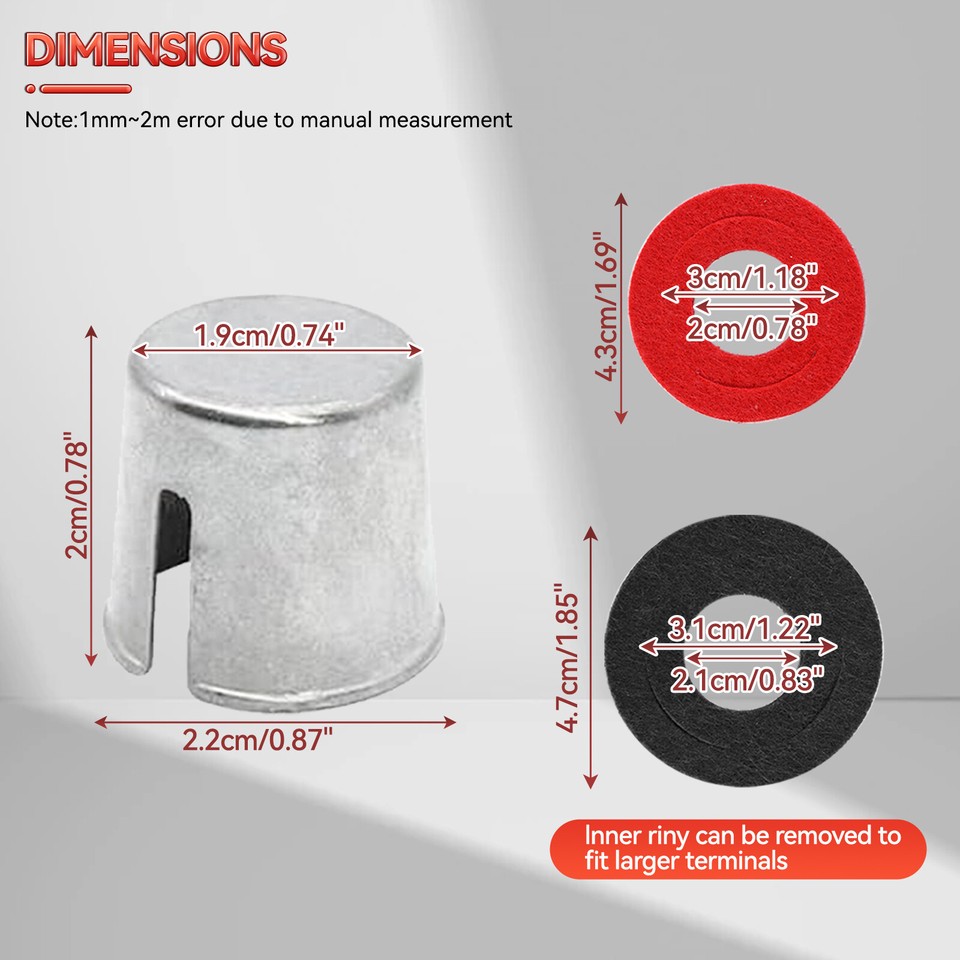 10X Car Battery Post Terminal Shims Auto Lead Caps w/ 12X Washers ...