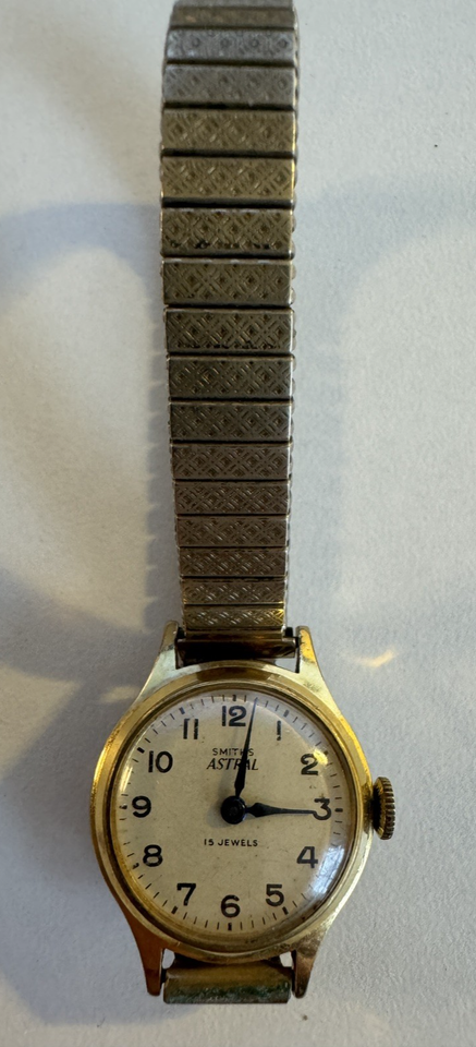 Vintage Smiths Astral 15 Jewels Manual Wind Ladies Watch Gold Case ...