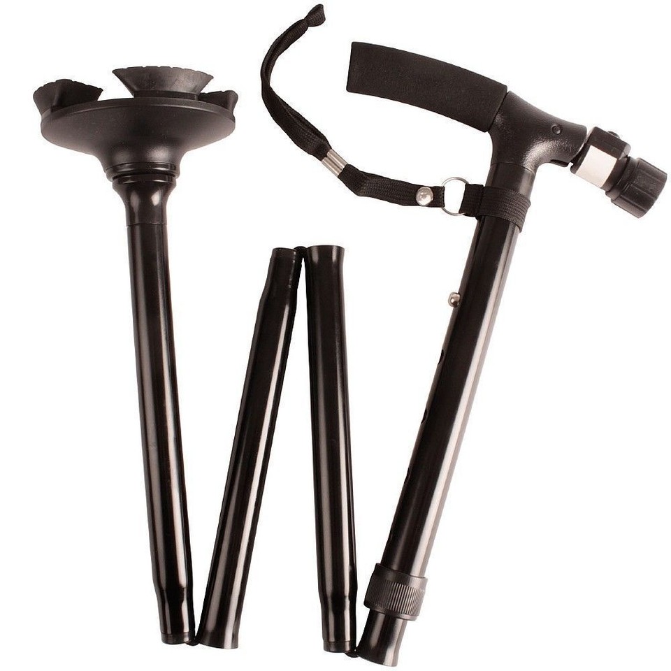 LED WALKING STICK WITH LIGHT ALUMINIUM HEAVY DUTY CANE TORCH FOLDABLE ...