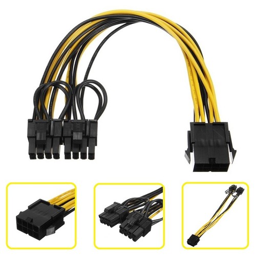 O-GPU Graphics Card Power Cable PCI-E PCIE 8p Female to 2 Port Dual ...