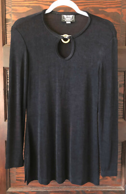 Women's PG COLLECTIONS Ginger Bort Size 8 Black Long Sleeve Blouse Gold ...