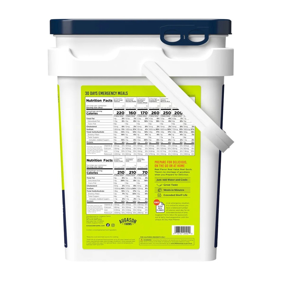 Augason Farms 30-Day Emergency Food Supply Bucket & 72-Hour Kit, MRE ...