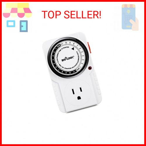 BN-LINK 24 Hour Plug-in Mechanical Timer Grounded for Aquarium, Grow ...