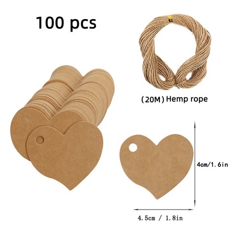 Festive Kraft Paper Tags with Heart Shaped Design for Gifts and ...