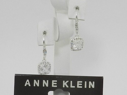 ANNE KLEIN Silver Tone Crystal and Pavé Drop Earrings | eBay