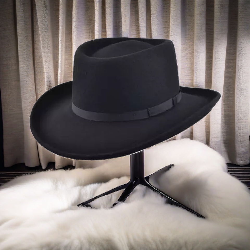 Crushable Wool Felt Gambler Cowboy Hat - Black - Free Fast Delivery | eBay