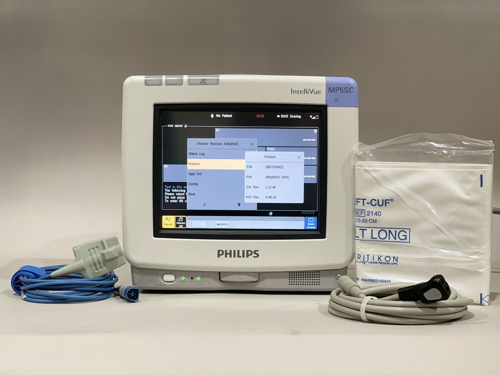 Philips MP5SC 865322 M8105AS WIFI Monitor With SPO2, & NIBP Cuff/Hose ...