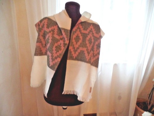 CALAMACO ART 210 IND.ARGENTINA VERY RARE ALPACA WHITE/PINK/GRAY SCARF ...