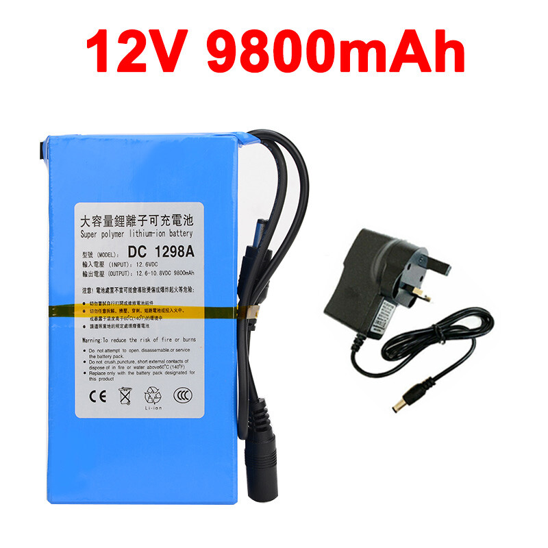 12V DC Rechargeable Lithium-ion Battery Portable Battery Pack w ...