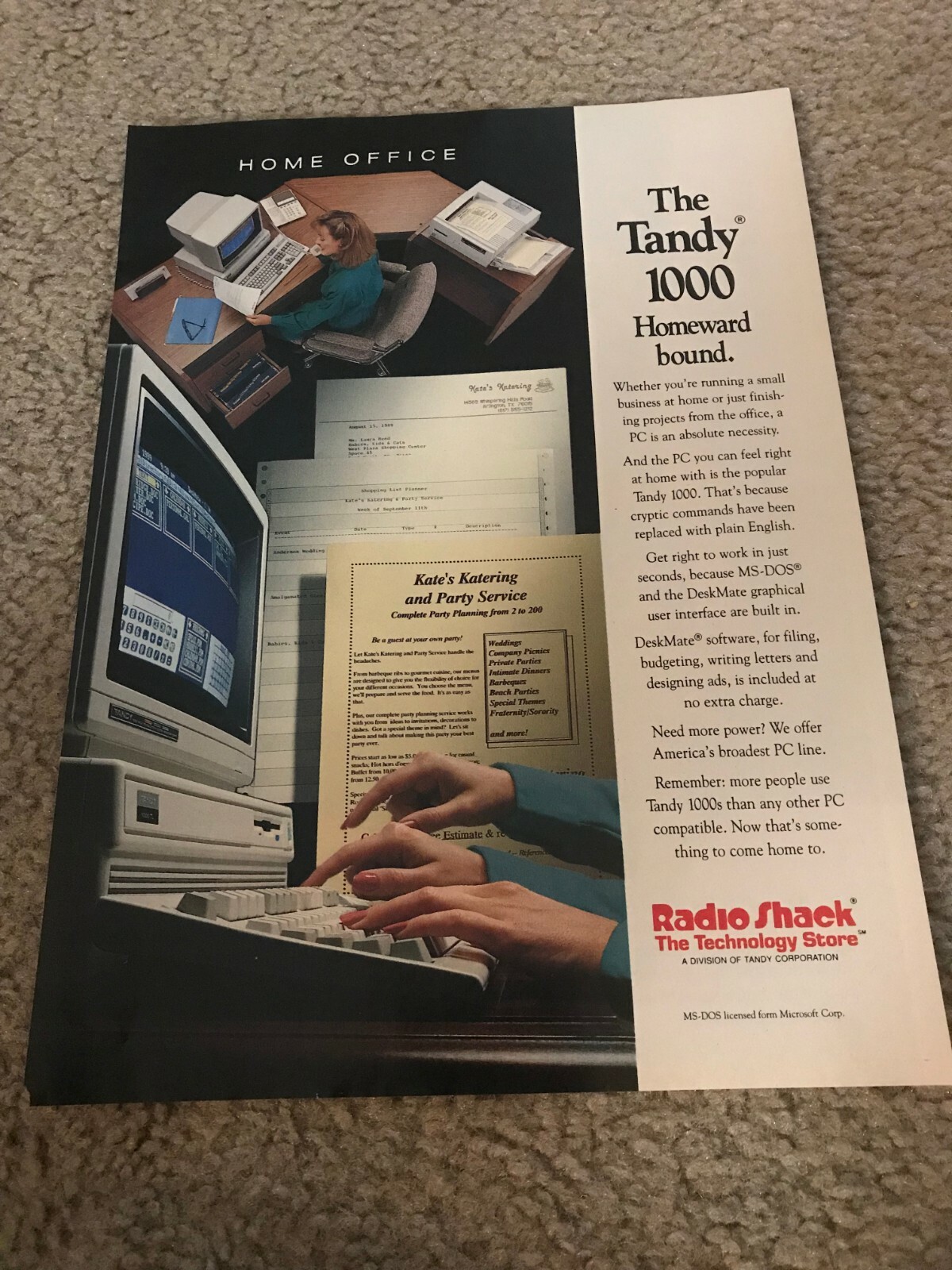 Vintage TANDY 1000 Home Computer PC Print Ad 1989 RADIO SHACK 1980s ...