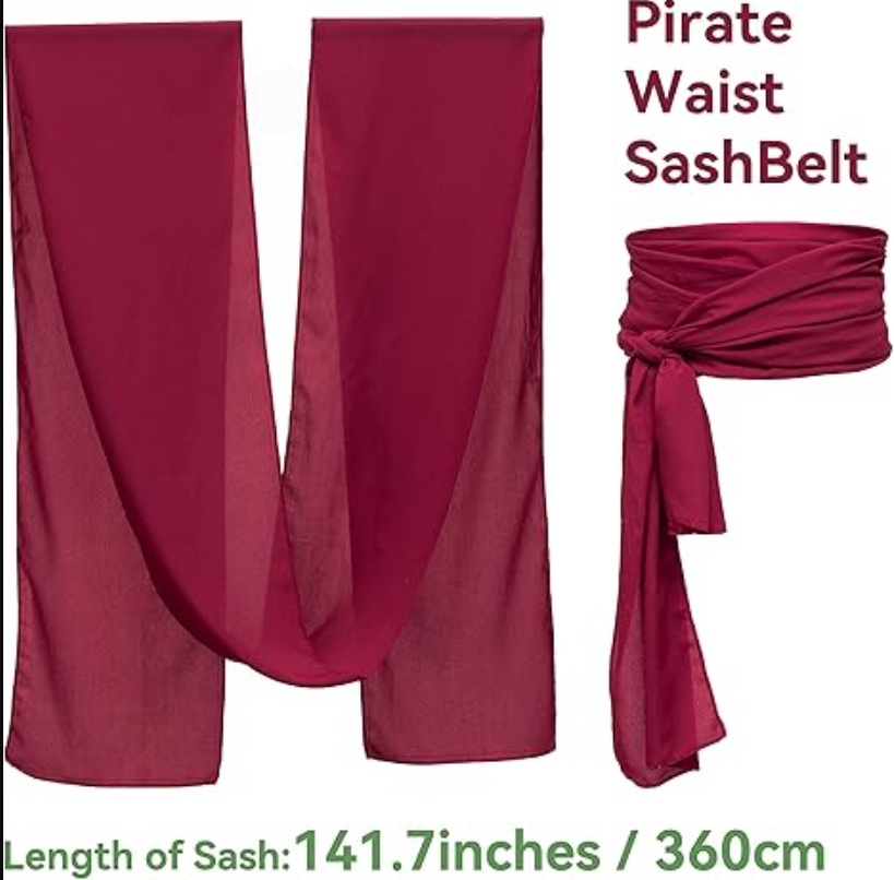 Pirate Costume Accessories/Plus Size Pirate Scarf Belt Waist Sash and ...