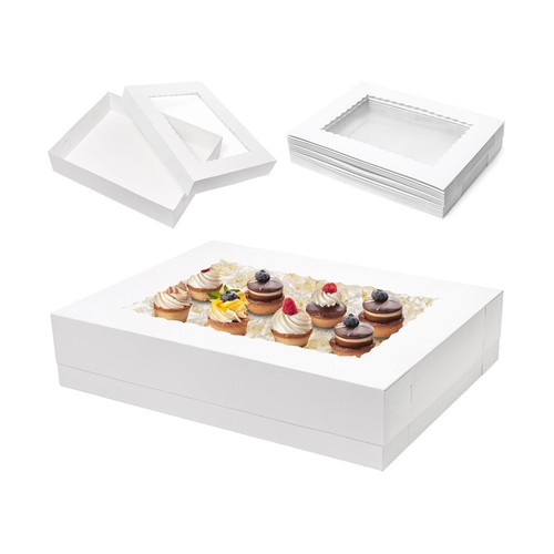 16pcs 19x14x4 Half Sheet Cake Boxes with Window Rectangle 1/2 Sheet ...