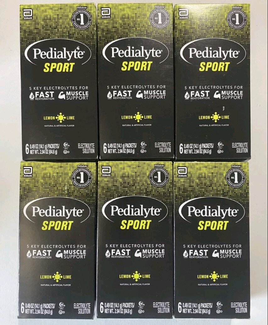 6 Boxes Pedialyte Sport Electrolyte Powder LEMON LIME 6 Pks (36 Total ...