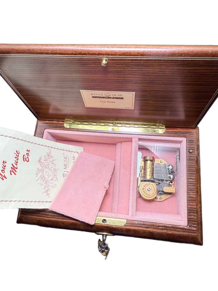 Vintage Reuge Romance Swiss Music Box Roses from the South Inlay Burl ...