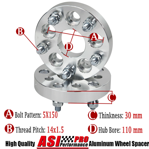 2PC 30mm Wheel Spacers 5X150 For Toyota Landcruiser 70,76,78,79,200,205 ...