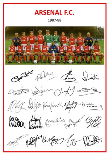 232. 1987-88 Arsenal Signed Team Photo Sheet (PRINTED AUTOGRAPHS - A4 ...