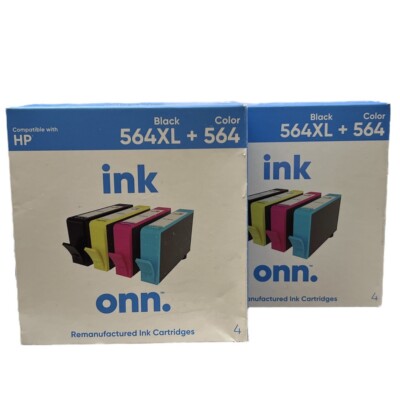 Lot of 2 onn. Reman. HP 564XL Black & 564 Color Ink Cartridges-4 pack ...