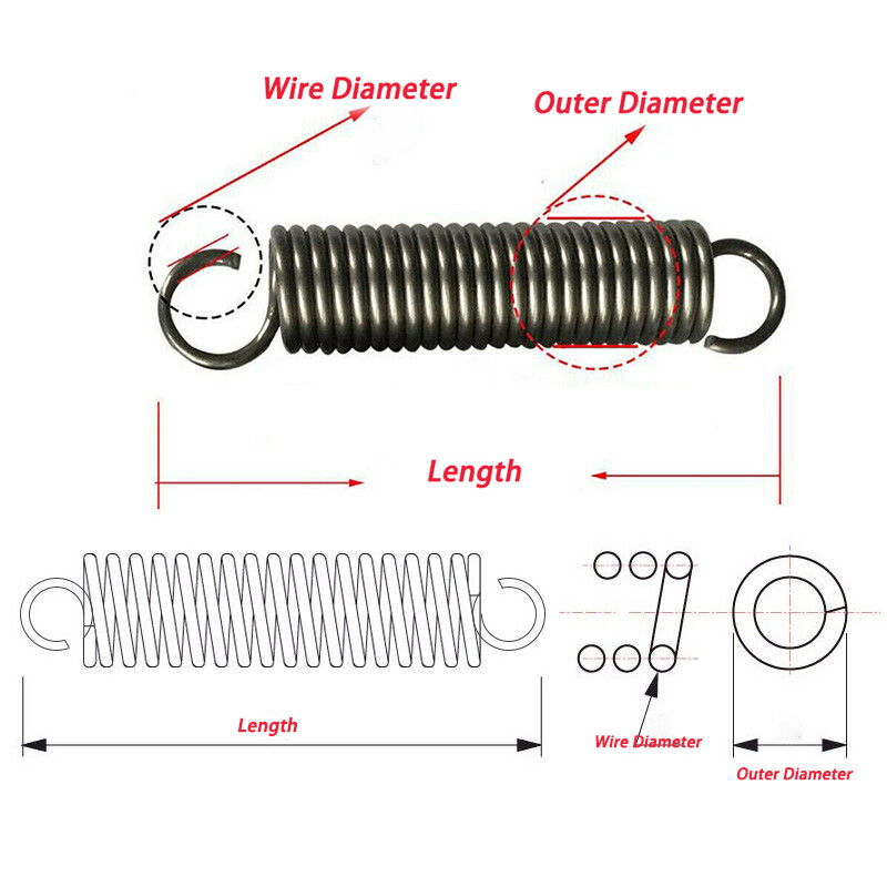 Expansion Spring Wire Dia 0.3mm 0.4mm 0.5mm Tension Extension Extending ...