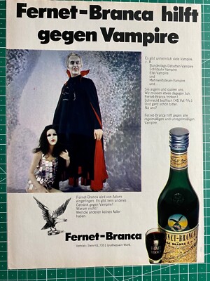 Fernet Branca hilft gegen Vampire Original 1968 Vintage advert Werbung ...