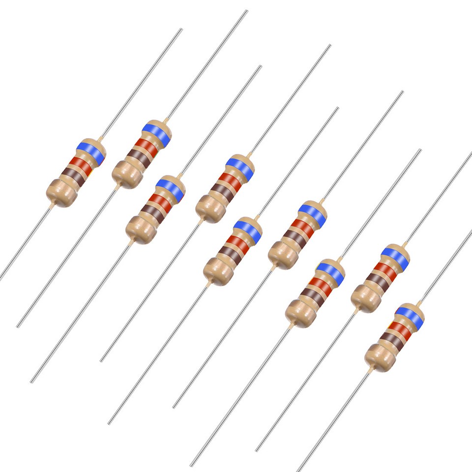 100pcs Axis Coal Layer Resistance 620Ohm 0.25W 5% Tolerance 4 Ribbon ...