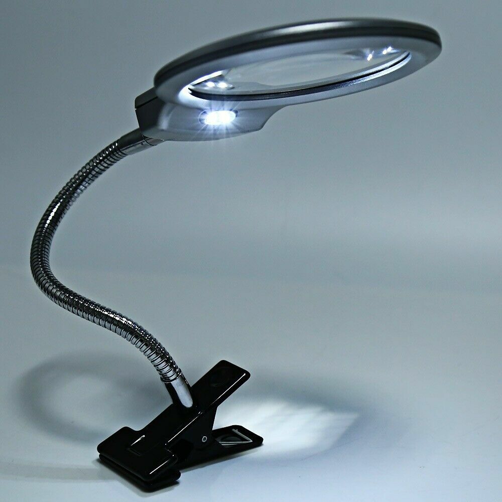 New Magnifier Clip-on Lighted Table Desk LED Clamp Lamp 2.5x 5x ...