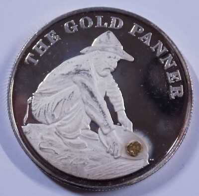 The Gold Panner with nugget 1 troy oz .999 fine silver round | eBay