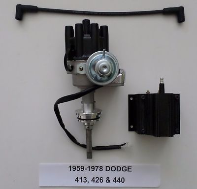 DODGE 413, 426 & 440 BLACK Small Female Cap HEI Distributor + 50K Volt ...