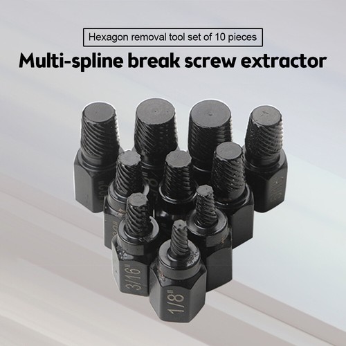 10Pcs Screw & Bolt Extractor Set, Easy Out Hex Multi-Spline Extraction ...