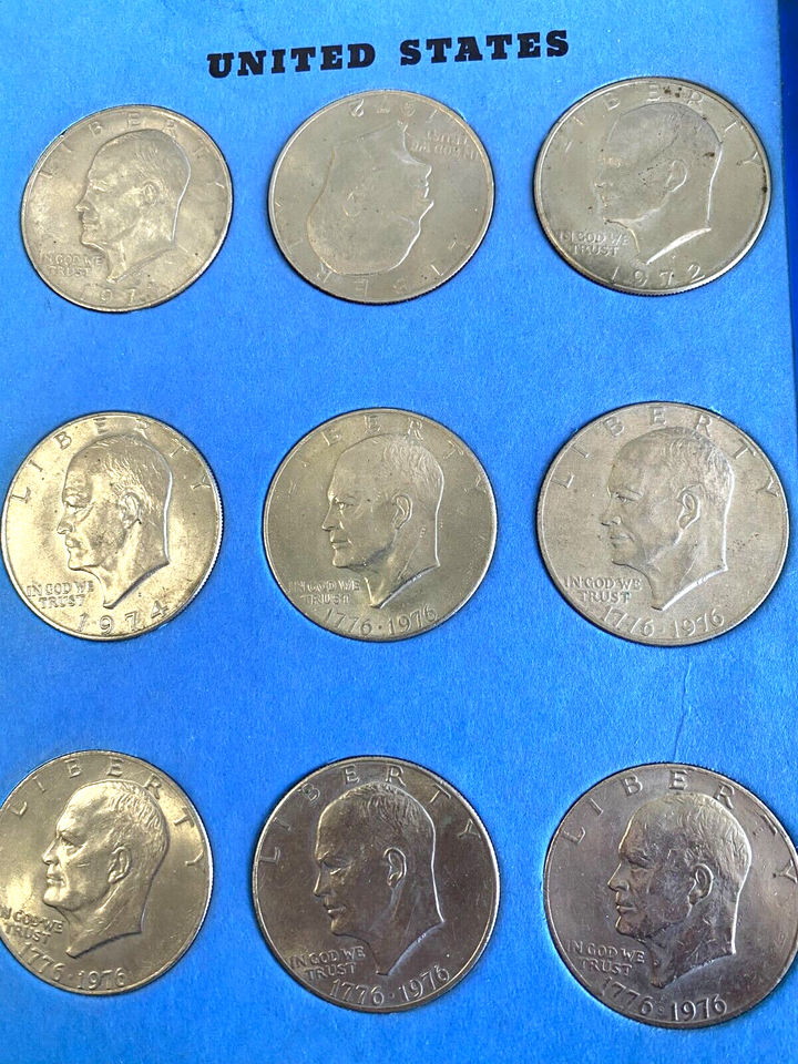 Lot of 27 Coins 1971 to 1977 Eisenhower Silver Dollar Whitman Album No ...