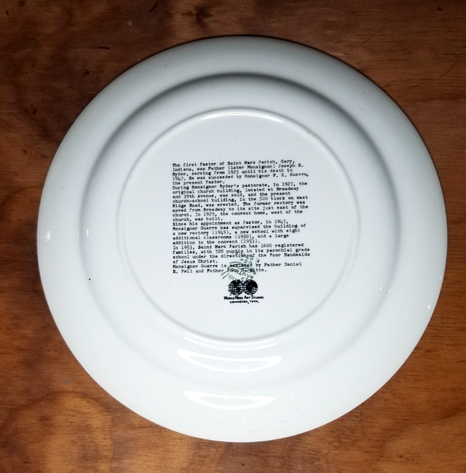 Vintage Church Plate St. Marks Catholic Church Gary Indiana 10 ...