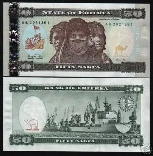 Eritrea 50 NAKFAA P-5 1997 Eritrean UNC CAMEL Animal World Currency ...