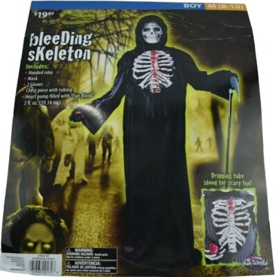 Fun World Boys Medium 8 to 10 Bleeding Skeleton 5 Piece Halloween ...