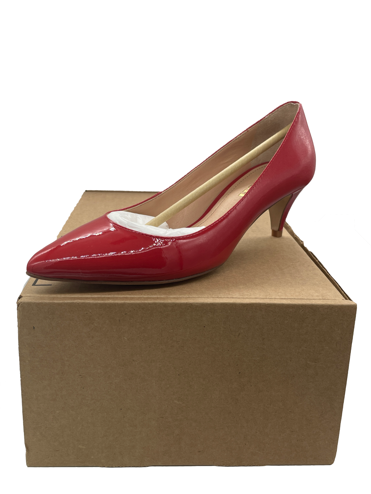 Coach Sloane Patent Leather Pumps Slip On Heels Sports Red Gold Logo ...
