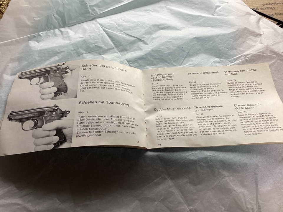 Vintage Walther PP/PPK Factory Original Operating Instructions Owners ...