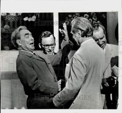 1973 Press Photo Leonid Brezhnev, President Nixon & Red Skelton in San ...