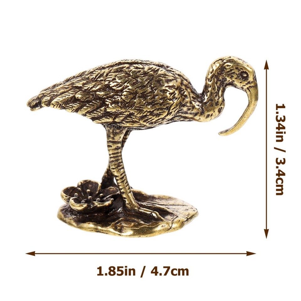 Long-billed Crane Statue Miniature Brass Crane Figure Decor ...