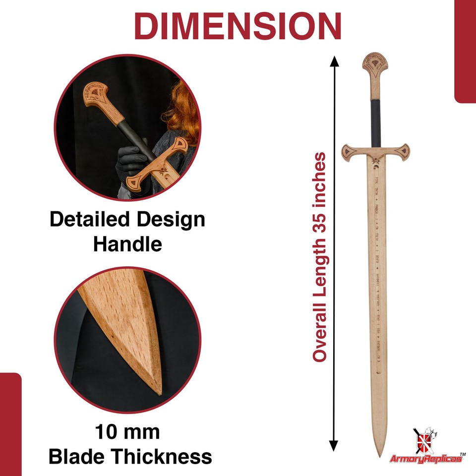 Medieval Wooden Training Sword Practice Longsword Cosplay Stage Combat ...