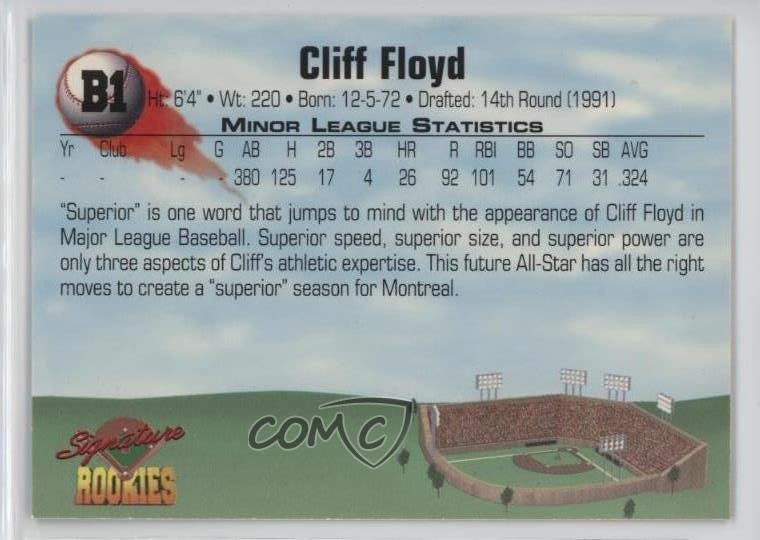 1994 Signature Rookies Cliff Floyd Promo /10000 Cliff Floyd #B1 0yg9 | eBay