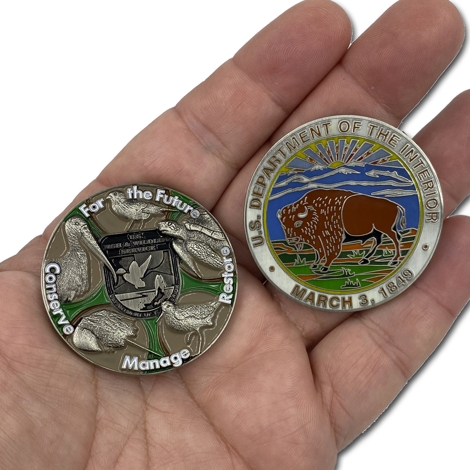 DD-007 Fish and Wildlife Service FWL & FWS challenge coins Department ...