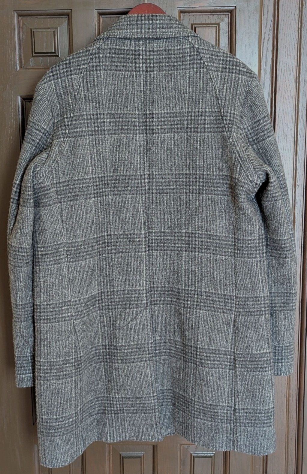 BILLY REID Astor Plaid Wool Blend Coat, Charcoal Grey, Size L Large ...