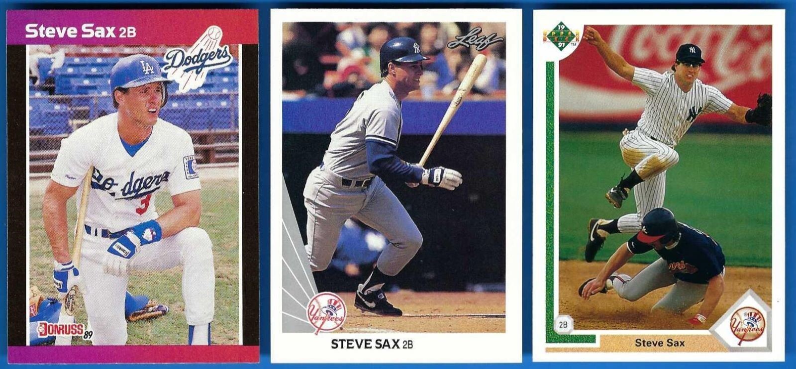 Steve Sax Lot (A) 1989 Donruss #84 1990 Leaf #96 1991 UD #462 MINT | eBay