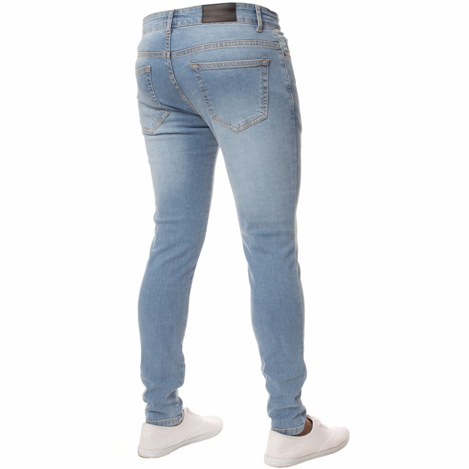 Enzo Mens Skinny Jeans Slim Fit Super Stretch Flex Denim Trouser Pants ...