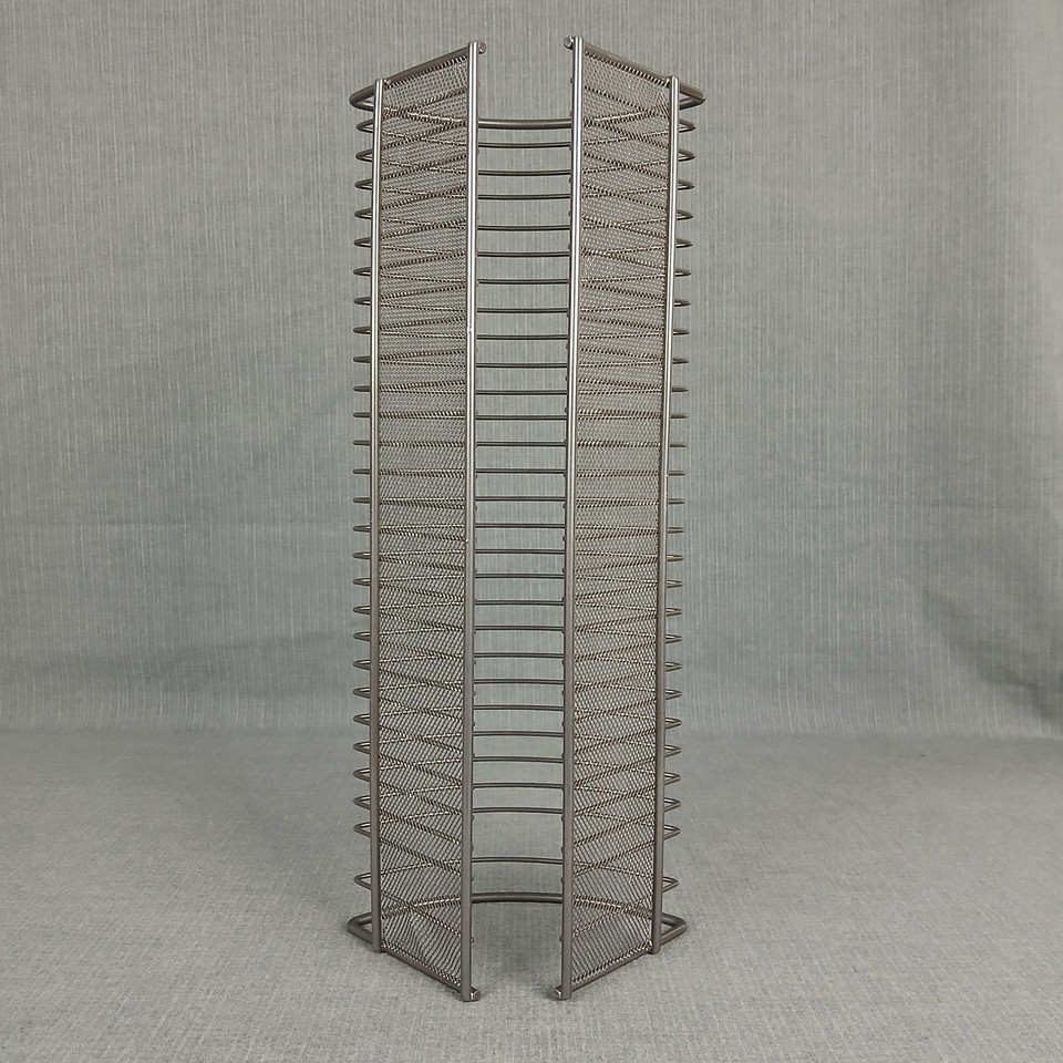 Modern CD Tower Rack Disc Holder Gunmetal Gray Metal Holds 30 CDs 28 ...