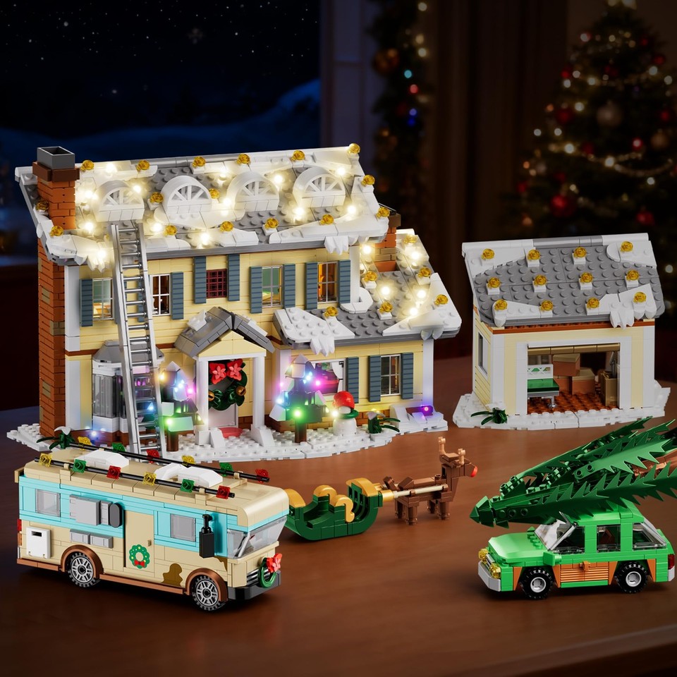 Christmas Holiday House Building Set, 5 in 1 Model Buildings Kits Snow ...