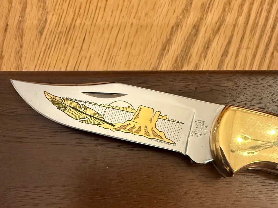 RARE BUCK YELLOWHORSE / LANCE 112 FATHER SKY MOTHER EARTH KNIFE IN BOX ...