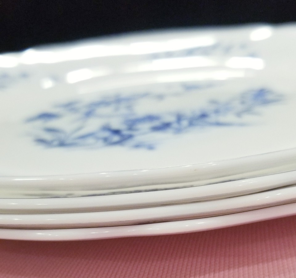 Four Vintage Dinner Plates Arcopal Blue And White. Made In France. 10 ...