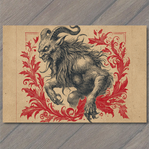 Art Print Krampus Christmas Devil Goat Creature Holiday Demon Folklore ...