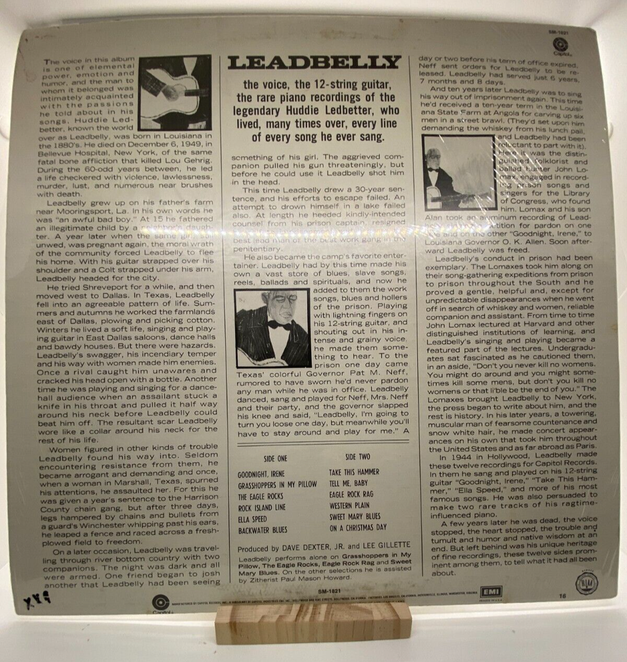 LEADBELLY - HUDDIE LEDBETTER'S BEST - CAPITOL 1821 - SEALED VINYL LP | eBay